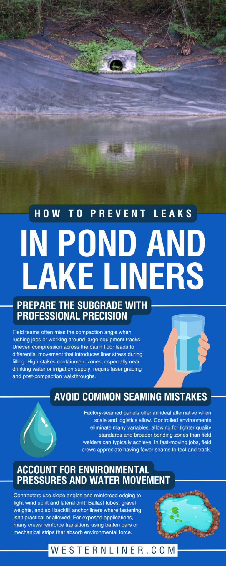 How To Prevent Leaks in Pond and Lake Liners - Western Environmental Liner